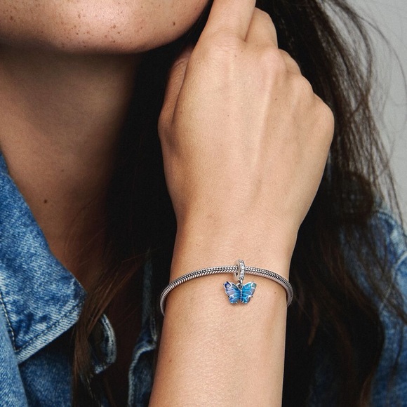 Pandora | Jewelry | Pandora Blue Murano Glass Butterfly Dangle Charm ...